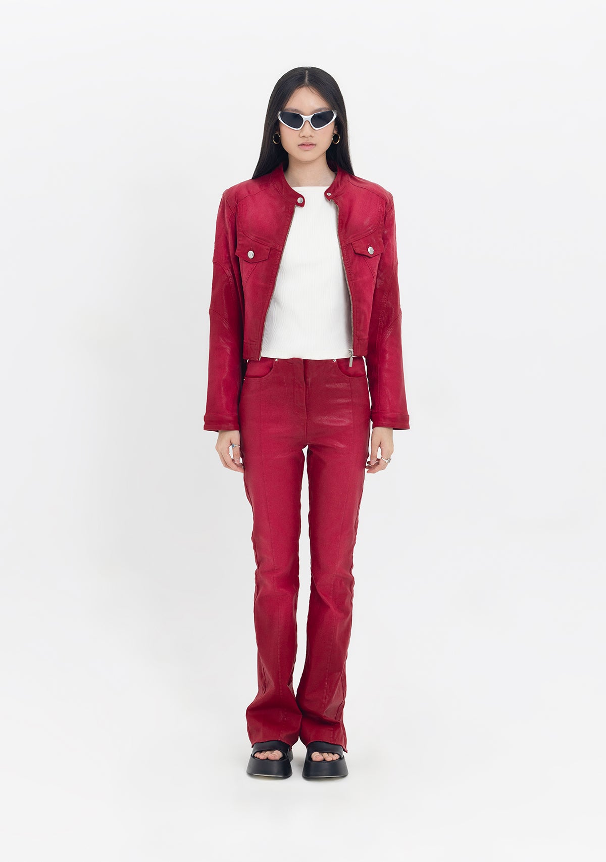 Leather Look Cotton Red Jacket | Tiny x PCFG Collection